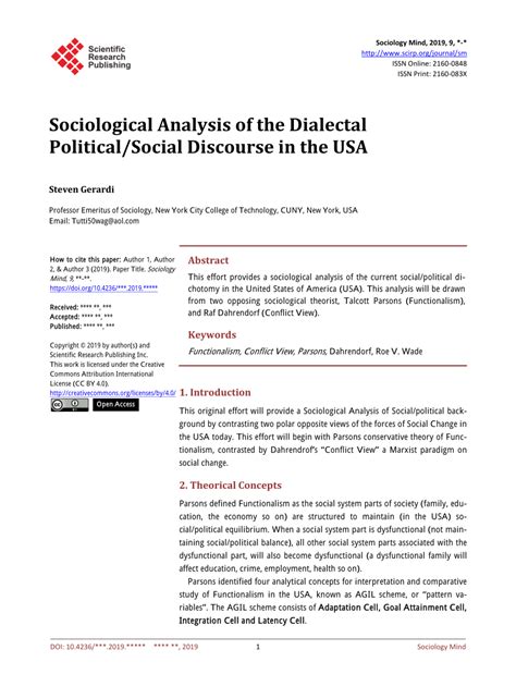 Pdf He Manuscript Entitled Sociological Analysis Of The Dialectal Political Social Discourse
