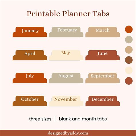 Printable Monthly Planner Index Tabs Planner Dividers Printable Planner Insert Tabs Aesthetic