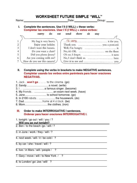 Latihan Future Simple Tense Future Simple Tense Worksheet Worksheets