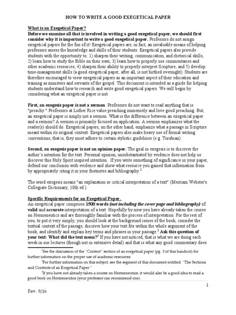 Exegetical Paper Guide Pdf Exegesis Sermon