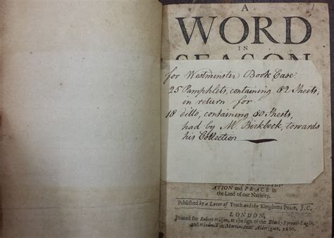The Hawkins Collection An Early Quaker Library Its Provenance And