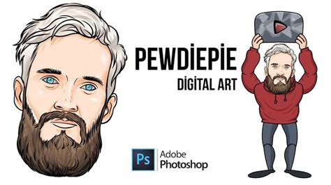 Pewdiepie Digital Art With Photoshop Fan Work Speed Art In 2024