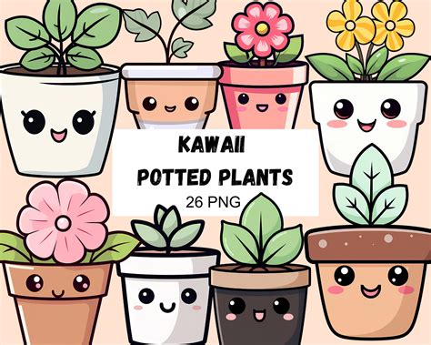 Plant Clipart Illustration Potted Plant Clipart Vase Png Plant Kawaii