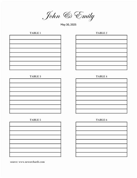 Wedding Seating Chart Template Free Excel Download