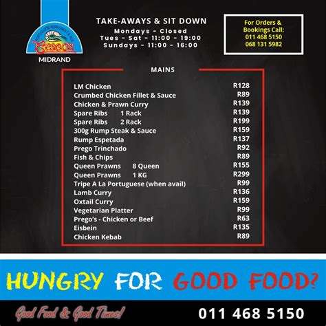 Menu At Cescos Midrand Carlswald Restaurant Midrand 139 Seventh Rd