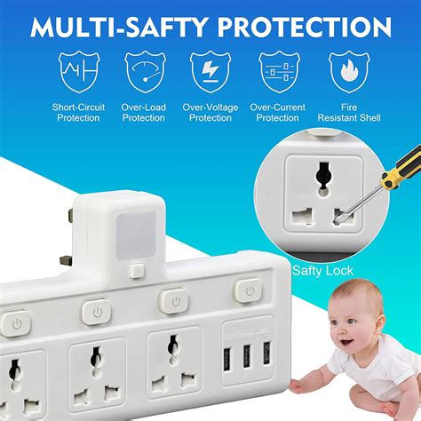 Sky Touch Multi Plug Extension Socket With 3 Usb Electrical Power Ext Sky Touch Uae