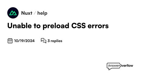 Unable To Preload Css Errors Nuxt