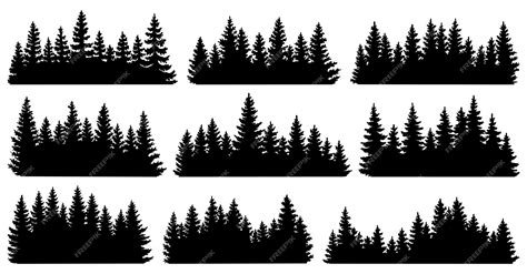 Premium Vector Fir Trees Silhouettes Coniferous Spruce Horizontal