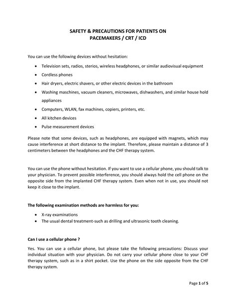 Safety And Precautions For Patients On Pacemakers Pdf Docdroid