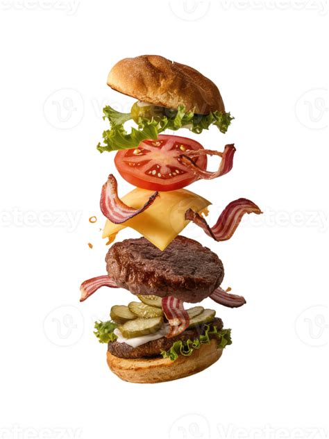 Delicioso Deconstruido Doble Hamburguesa Con Queso 48563237 Png