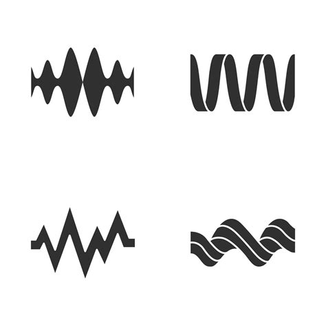 Sound Waves Glyph Icons Set Silhouette Symbols Audio Waves Music Frequency Voice Line