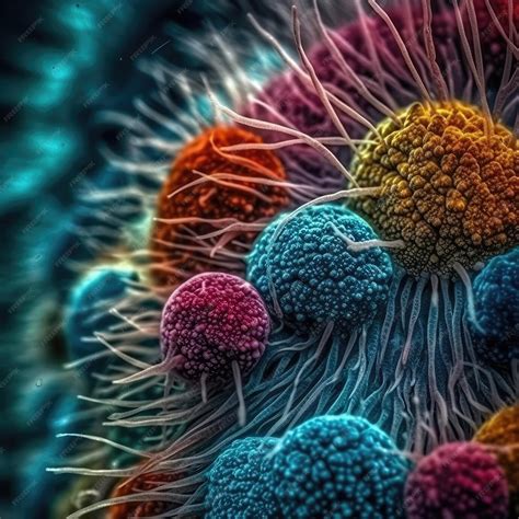 Premium Ai Image Vivid Colors Of Microscopic Spores A Highdetailed