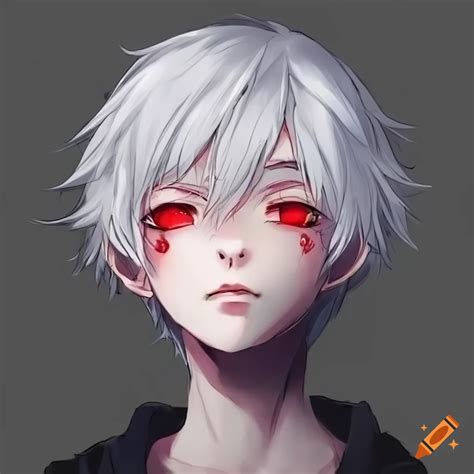 Anime Guy With White Hair And Red Eyes