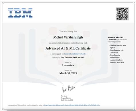 Mehul Varsha Singh On Linkedin Completed Ibms Advanced Ai And Ml