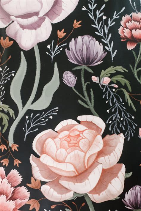 Black And Pink Floral Wallpaper