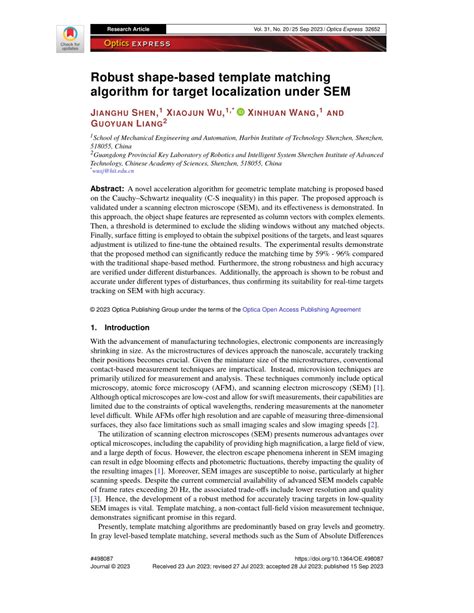 Pdf Robust Shape Based Template Matching Algorithm For Target