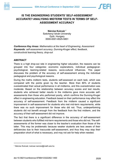 Pdf Is The Engineering Students Self Assessment Accurate Analysing
