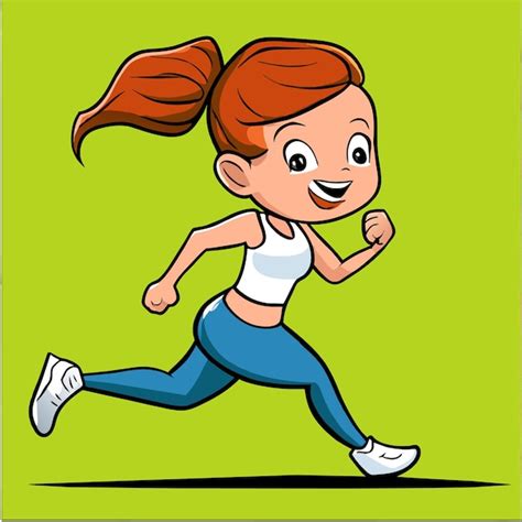 Aventuras De Correr Animadas Mujer Linda Corriendo Vector Clipart
