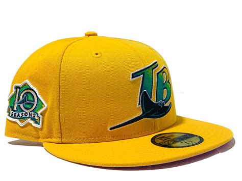 Tampa Bay Devil Rays 10th Season Yellow Pink Brim New Era Fitted Hat