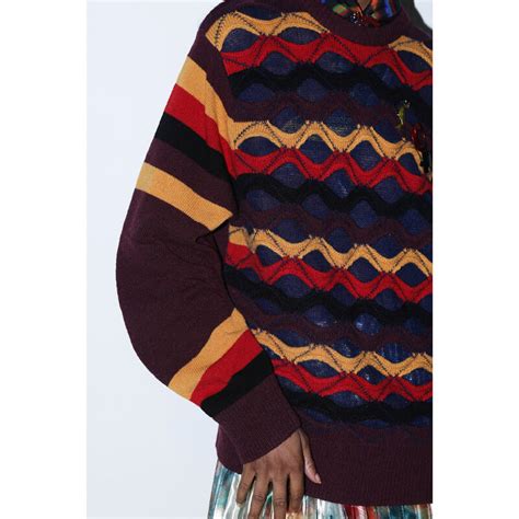 Theroom Toga Archives Slit Border Knit Pullover Dark Red