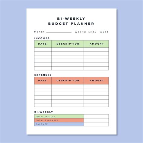 Free Printable Bi Weekly Budget Template Free Printable Free Printable
