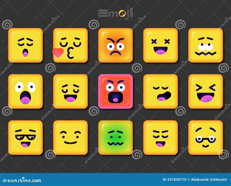 Square Emoticons Yellow Emoji Faces Emoticon Smile Digital Smiley
