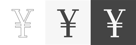 Japanese Yen Or Chinese Yuan Currency Symbol Outline And Black White