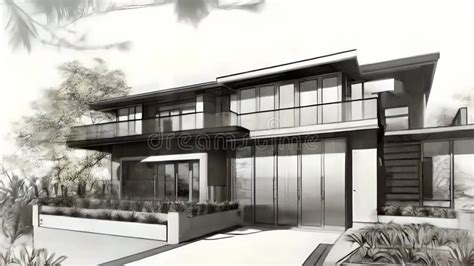 Sketching House Plan Architecture Drawing Buildings By Pencil Stock