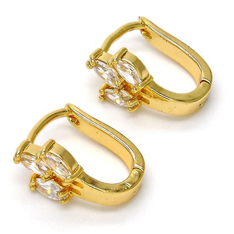 Oro Laminado Huggie Hoop Gold Filled Style With White Cubic Zirconia