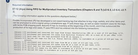 solved required information e7 12 algo using fifo for