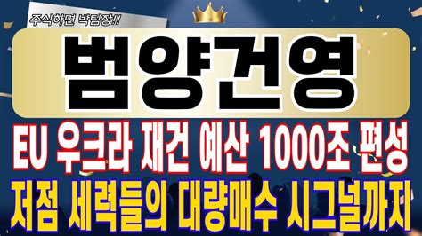 범양건영 트럼프 취임시 최대 수혜주 범양건영 주가 전망 및 대응 Youtube