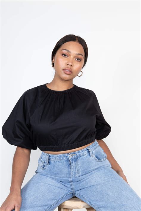 Ruby Puff Sleeve Blouse Black Pretty Lavish