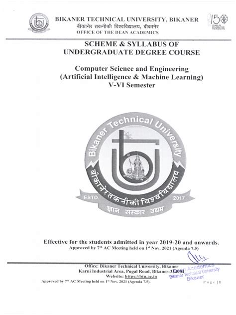 Btech Cse Aiandml V And Vi Sem Schemeandsyllabus 2 Pdf