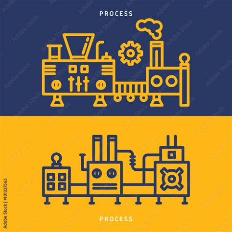 Line Art Vector Illustration For Abstract Factory Processing Design