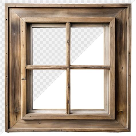 A Traditional Wooden Window Frame Without Glass Isolated Premium Ai