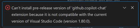 can t install pre release version it is not compatible with the current