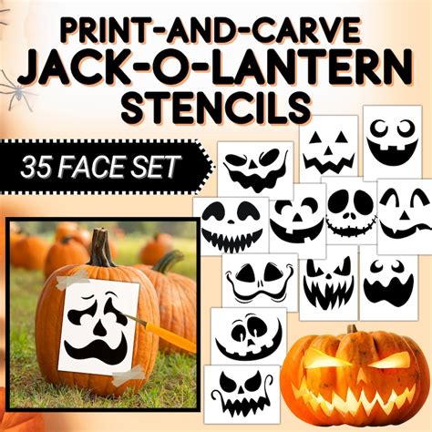 Ghost Face Pumpkin Stencils Etsy