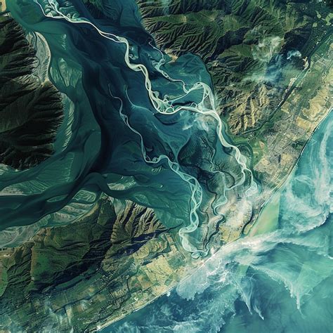 Satellite Image Of Dramatic River Alteration Premium Ai Generated Image