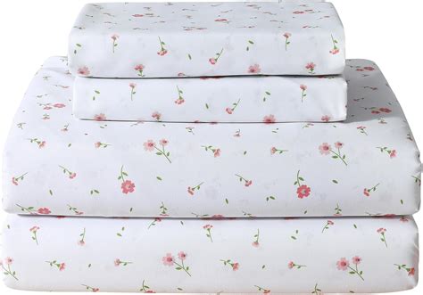 Softan Pink Floral Queen Sheet Set Flower Bed Sheets Queen