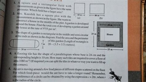 1 A Square And A Rectangular Field With Measurements As Given In The Fig