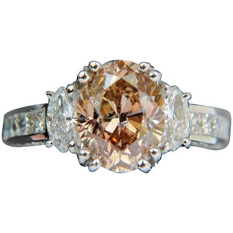 Gia 482 Carat Natural Fancy Orange Brown Color Diamond Ring Excellent