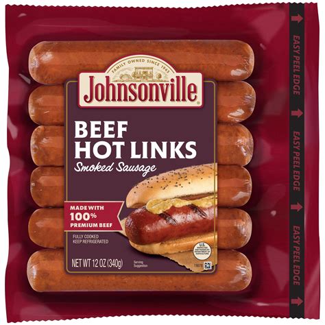 Johnsonville Beef Hot Smoked Sausage 6 Links 12 Oz Refrigerated
