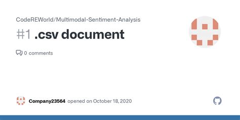 Csv Document · Issue 1 · Codereworldmultimodal Sentiment Analysis