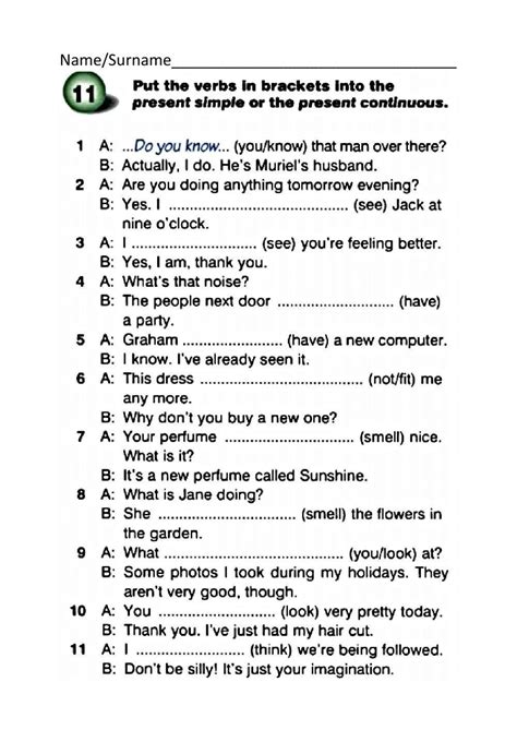 Present Simple Present Continuous Stative Verbs Uchi