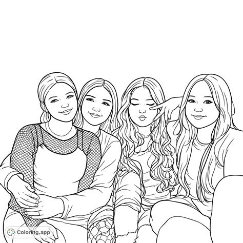 Four Friends Together Coloringapp