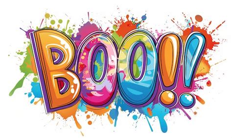 Boo In Speech Bubble With Colorful Explosion Background Premium Ai Generated Image