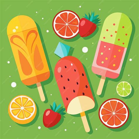 Helados De Frutas Con Rebanadas De Frutas Vector Premium Generado Con Ia