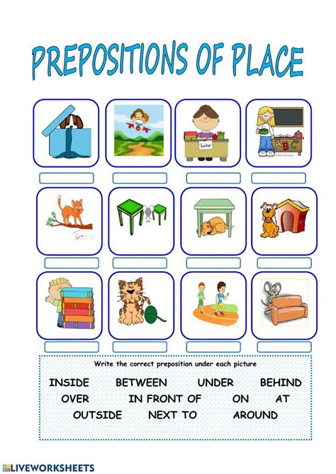 Preposition Of Place Prepositions Preposition Pictures Worksheets