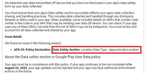 Android Action Required Your App Is Not Compliant With Google Play Policies Data Safety