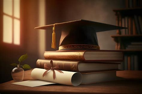 Premium Ai Image Graduation Background With Graduation Hat